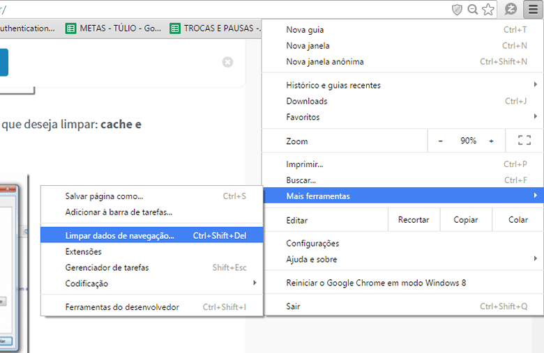 Como limpar os cookies e o cache?